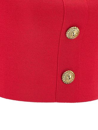 Balmain Lion-Button Knit Tank Top - Red