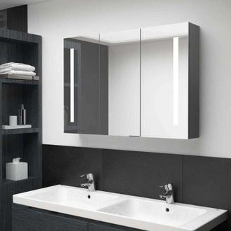 vidaXL Armoire de salle de bain &agrave; miroir led 89x14x62 cm Gris