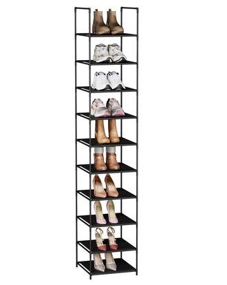 Sekey Schuhregal 10 Etagen f&uuml;r Flur & Umkleidezimmer, Platzsparend & Schmal mit Starker Metallrahmen & Vlies, 6kg pro Ebene - 45x27.5x174.5cm