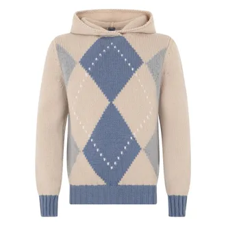Fedeli Homme, Sweatshirts et sweats &agrave; capuche, Beige, Taille: L Pull &agrave; capuche diamant