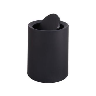 Relaxdays M&uuml;lleimer, 13 Liter, Schwingdeckel, Inneneimer, Matter Kunststoff, runder Abfalleimer f&uuml;r Bad & K&uuml;che, schwarz