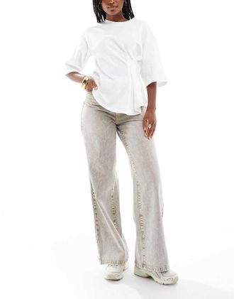 Pieces Jean large - Beige délavé-Neutre