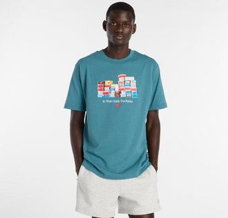 New Balance Herren Boxes T-Shirt in Blau, Baumwolle, Gr&ouml;&szlig;e 2XL