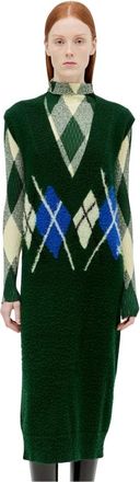 Burberry Femme, Robes, Vert, Taille: 38 FR Argyle Wool Vest Dress