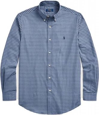 Ralph Lauren Homme, Chemises, Bleu, Taille: M Chemise Popeline Stretch &agrave; Carreaux Coupe Customis&eacute;e