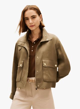 Tommy Hilfiger Veste droite &agrave; col montant en lin