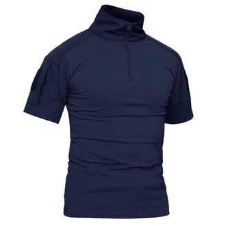 KEFITEVD Tactical Shirt Kurzarm Sommer Combat Shirt Paintball US Army T-Shirt Milit&auml;r Kleidung Outdoor Shirt Slim Fit Dunkelblau 3XL