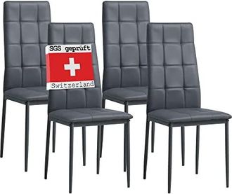 Albatros-Moebel Rimini Lot de 4 chaises, Gris, test&eacute;es SGS