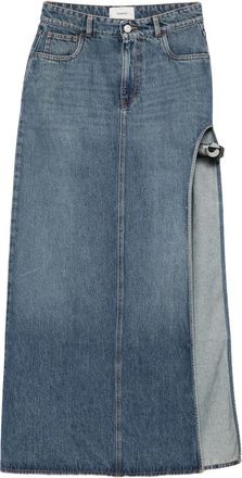 Coperni Garder Belt-detail Side-split Denim Skirt