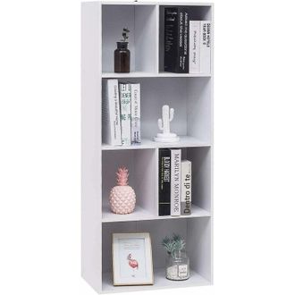 Woltu Woltu - Biblioth&egrave;que armoire Etag&egrave;re de rangement, Meuble de rangement avec 6 compartiments, 50x30x118 cm, Blanc