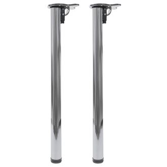 Mendler 2er-Set Tischbein HWC-H34, für Schreibtisch Esstischfuß Tischgestell, klappbar 72cm - Edelstahl-Optik