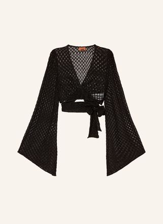 Missoni Cropped-Wickelbluse Mit Glitzergarn schwarz