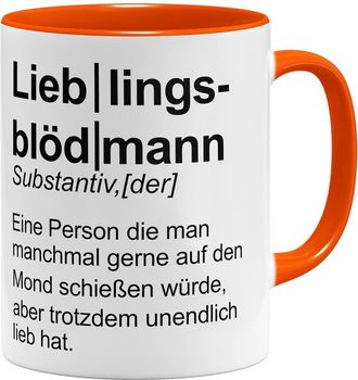 OM3 witzige Kaffee-Tasse mit Spruch - du bist mein Lieblings-Blödmann Definition - Geschenk für Männer - Freund II - Keramik Becher - 325ml - Beidseitig B