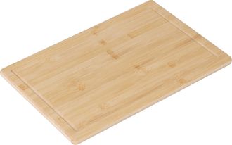 Relaxdays Schneidebrett mit Saftrille, 25 x 38 cm, hygienisches Bambusbrett, K&uuml;che, rutschfestes Servierbrett, Natur