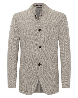Joop Casual-Sakko mit Stehkragen und Fischgr&auml;tstruktur in