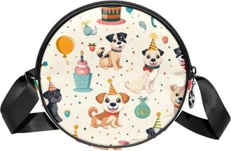 Generic Sac &agrave; bandouli&egrave;re Circle pour femme, chien, petit sac &agrave; bandouli&egrave;re sans couture avec fermeture &eacute;clair, bretelles r&eacute;glables, sac &agrave; main rond d&eacute;contrac