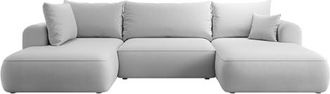 Selsey Sofa Ecksofa Eckcouch Schlafsofa Couch Mit Stauraum Schlaffunktion Pflegeleicht Polyurethanschaum U Form Links OVO Grau Veloursoptik Castel