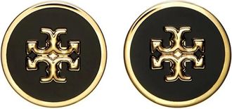 Tory Burch Femme, Accessoires, Noir, Taille: ONE Size Icon Enamel Circle-Stud Earrings
