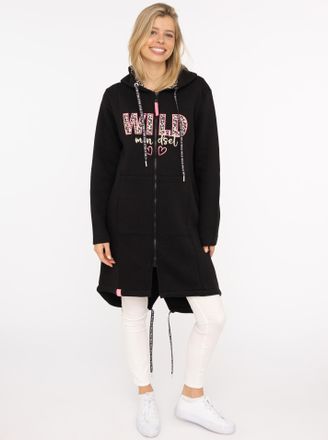 Zwillingsherz Jerseymantel ZWILLINGSHERZ Wild Mindset, Damen, Gr. S/M, schwarz, angeraute Sweatware, Obermaterial: 50% Baumwolle, 50% Polyester, M&auml;ntel, mit gro&szlig;em 
