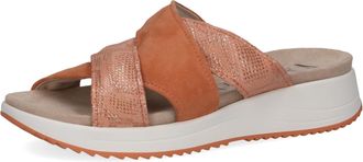 Caprice Damen Pantoletten aus Leder Glitzer, Orange (Orange Comb), 39 EU