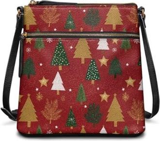 Coloranimal Sac &agrave; bandouli&egrave;re l&eacute;ger en cuir pour femme sur le th&egrave;me de No&euml;l pour t&eacute;l&eacute;phone portable, Sapin de No&euml;l vintage