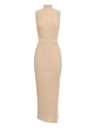 Elisabetta Franchi Geripptes Maxikleid - Nude