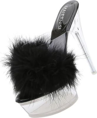 Minkissy Sandales à Talons Fins pour Fille Pantoufles Moelleuses avec Talon Haut Chaussures Confortables