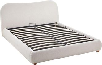 Best Mobilier Bestmobilier - Hugo - lit coffre - 160x200 cm - en tissu bouclette - beige