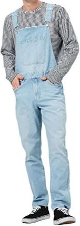 ORANDESIGNE Salopette Homme Vintage Coupe Régulière Multipoches de Travail Salopette Jeans Pantalon en Denim Slim Jumpsuit Dungarees Streetwear A Bleu Clair XXL