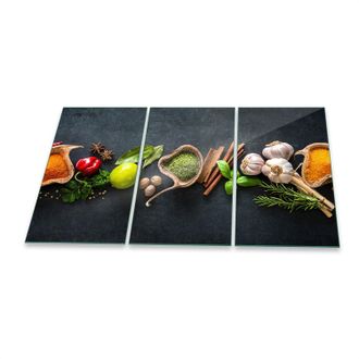 Decorwelt Herdabdeckplatte Abdeckung Ceranfeld Abdeckplatte Schneidebrett 3-Teilig 90x52 Gew&uuml;rze Mehrfarbig Spritzschutz Glasplatte Ceranfeldabdeckung Schutz He
