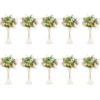 Nuptio Blumenständer Metall Gold Hochzeit: 10 Stück 50cm Hoch Vase Tischdeko Goldene Blumenvase Trompete Vasen für Geburtstag Tafelaufsatz Jubiläum Party Hoc