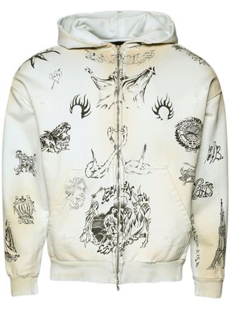 Balenciaga hoodie Tat &agrave; fermeture zipp&eacute;e - Blanc