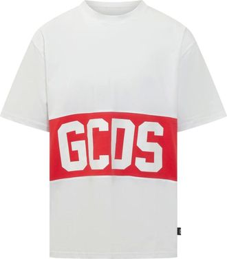 GCDS Gcds, Homme, Tops, Blanc, Taille: M T-shirt Logo de Groupe
