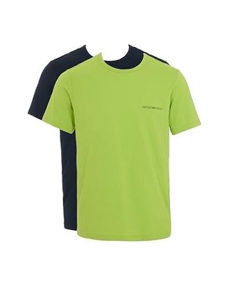 Emporio Armani Lot de 2 t-Shirts &agrave; col Rond en Pur Coton pour Homme, Bleu, Taille L, Coupe r&eacute;guli&egrave;re, Bleu, L