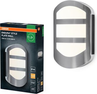 Osram ENDURA Style Plate Wall Wandleuchte in moderner Edelstahloptik mit indirektem Licht, helle und funktionale LED-Au&szlig;enleuchte, IP44-Schutz, f&uuml;r Eingangs
