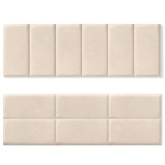 IDMarket Set aus 6 Wandpaneelen f&uuml;r Kopfteil Yuma 180 cm aus Stoff mit Veloursleder-Effekt in beige