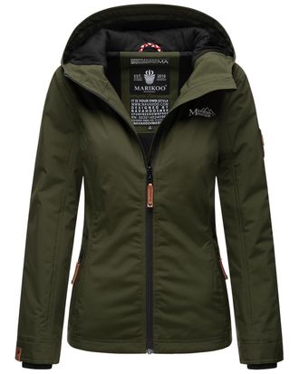 Marikoo Damen &Uuml;bergangsjacke leichte wind- und wasserabweisende Jacke mit Kapuze Olive