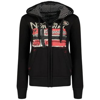 Geographical Norway Farlotte Lady - Hoodie Damen Sweatjacke Zip Kapuze Taschen - Pullover Damen Langarm Warm Jacke - Frauen Jahreszeit Fr&uuml;hling Sommer Herbst (Schwarz XXL