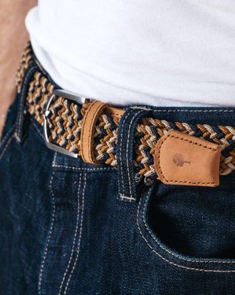 Faguo Ceinture tress&eacute;e bleu marine et beige
