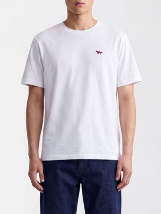 Maison Kitsun&eacute; Baumwoll-T-Shirt mit Rundhalsausschnitt und Kontrast-Logo-Patch