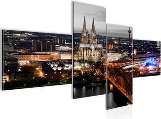 Runa Art Wandbilder Set XXL Köln Wohnzimmer Schlafzimmer Grau 4 Teilig - Made in Germany - 601545c