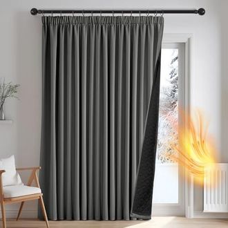 Deconovo Lot de 1 Rideau occultant, Opaque, avec Volants, Thermique, pour Chambre &agrave; Coucher, Salon, Isolation Thermique Dos Noir, 200L X 260H cm (1 Panneaux) G