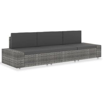 vidaXL Modulares 3-Sitzer-Sofa Poly Rattan Grau - Vidaxl