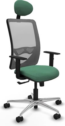 Piqueras y Crespo Zulema Telearbeitsstuhl mit 1D-Armen, h&ouml;henverstellbarer Lendenwirbelst&uuml;tze und festem Kopfteil, ausgestattet mit 3 Positionen und Schneidschaum, Grau