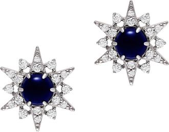 Emporio Armani Damen Ohrringe aus Edelstahl oder Halbedelsteinen mit Push-Back-Verschluss, Dunkelblau