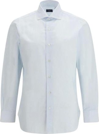 Finamore Chemise en coton &agrave; motifs - Homme - Chemises - Bleu - Taille: 3XS