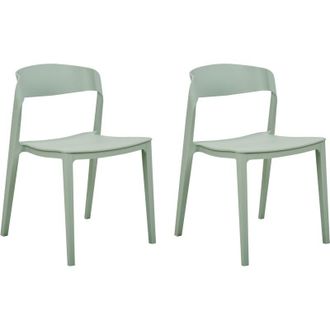Beliani 2 Chaises de Salle &agrave; Manger Vert Menthe en Polypropyl&egrave;ne sans Accoudoirs Somers