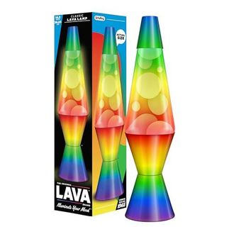 Lava Lampe Regenbogen 2513, handbemalte dreifarbige Form, wei&szlig;es Wachs, klare Fl&uuml;ssigkeit, dekorativer Sockel und Deckel, Original 14,5 Zoll Bewegungslampe