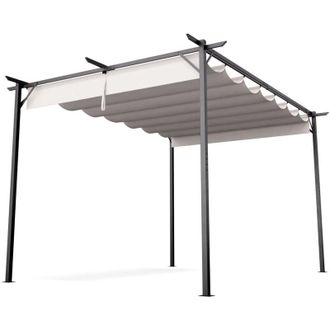 Blumfeldt Blumfeldt Pantheon Robust Pergola 3x4 m : solide pavillon de jardin avec structure en acier thermolaqu&eacute; et toit en polyester r&eacute;sistant aux