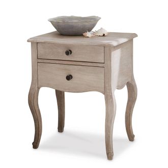 Loberon Nachttisch Egri, Gewachste Oberfläche, Dezentes White-Washed-Finish, Nachtkästchen, Schlaftimmermöbel, Mangoholz, braun